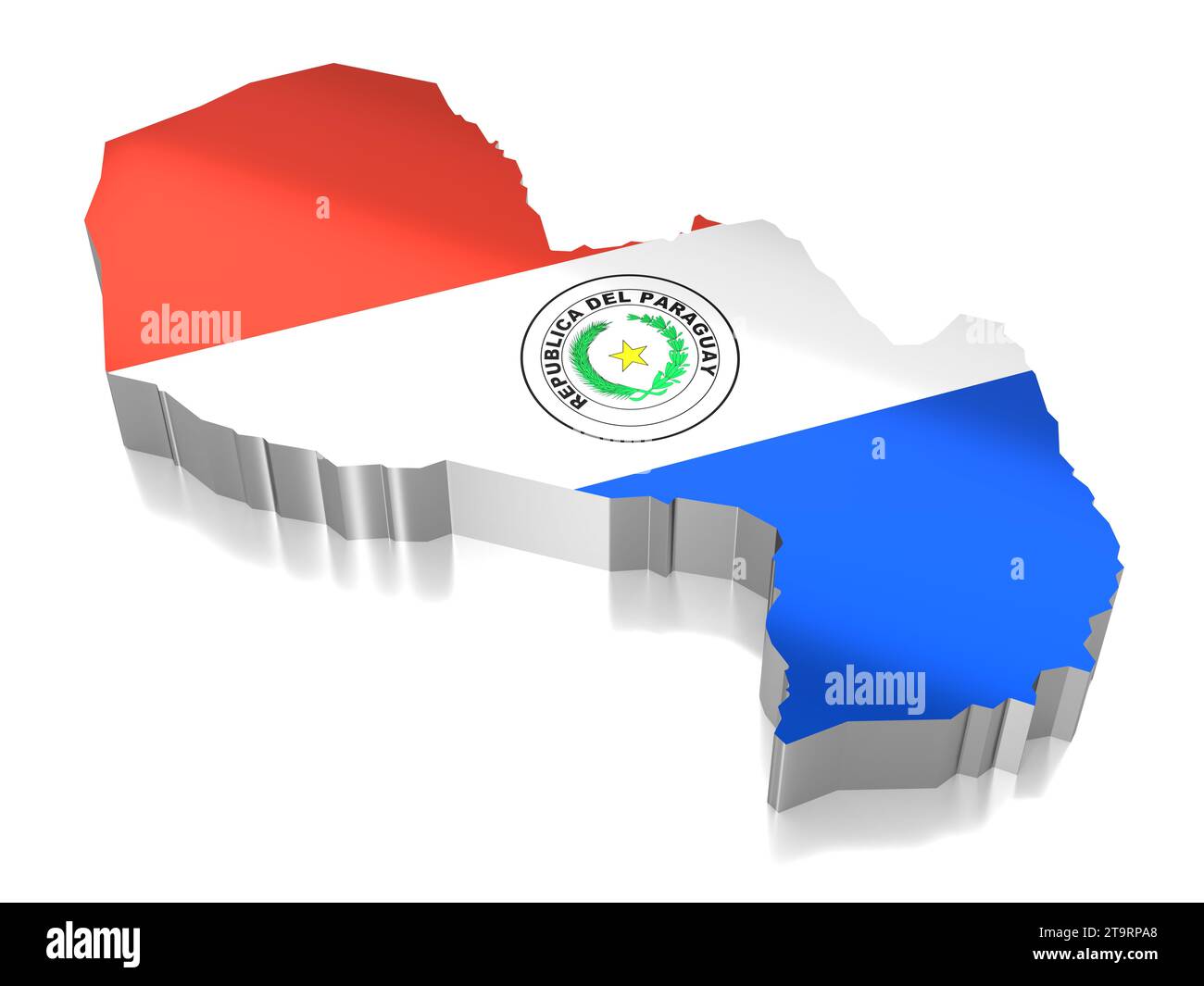 Paraguay - country borders and flag - 3D illustration Stock Photo - Alamy