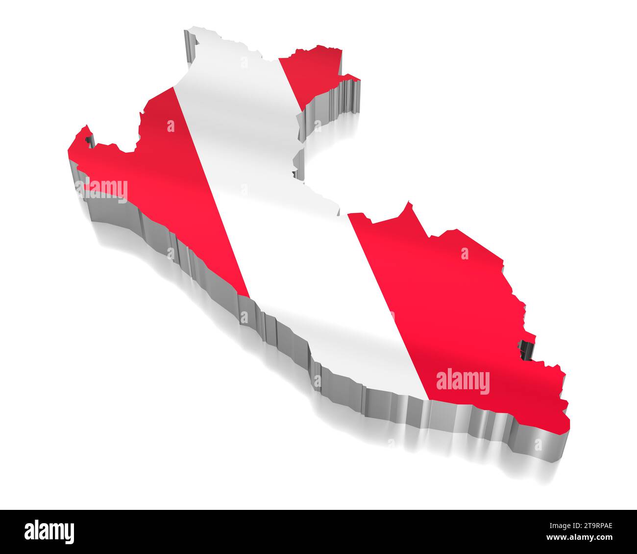 Peru - country borders and flag - 3D illustration Stock Photo - Alamy