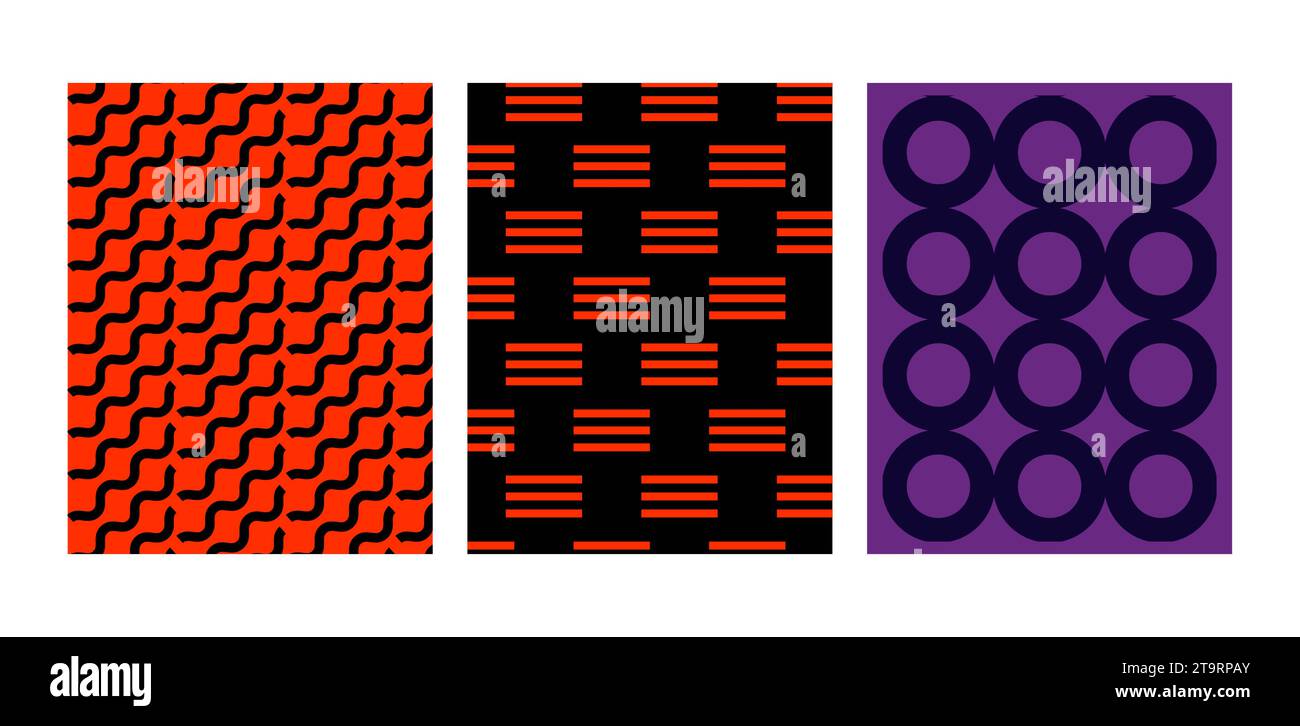 Brutalist posters set with seamless patterns of abstract geometric ...