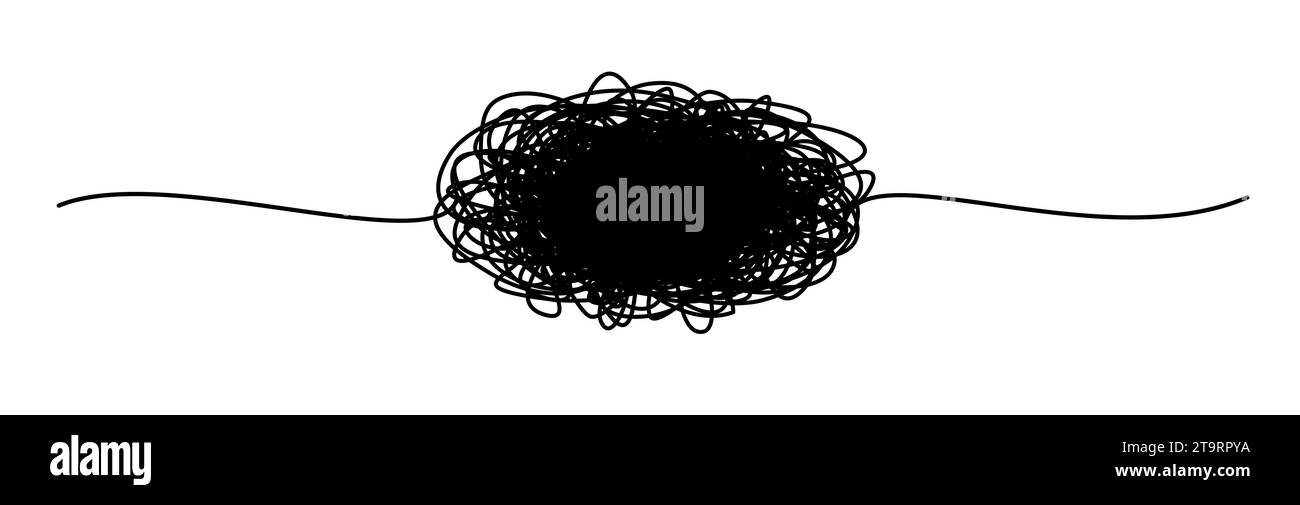 Tangled banner with scribbled oval hand drawn with thin line, divider ...