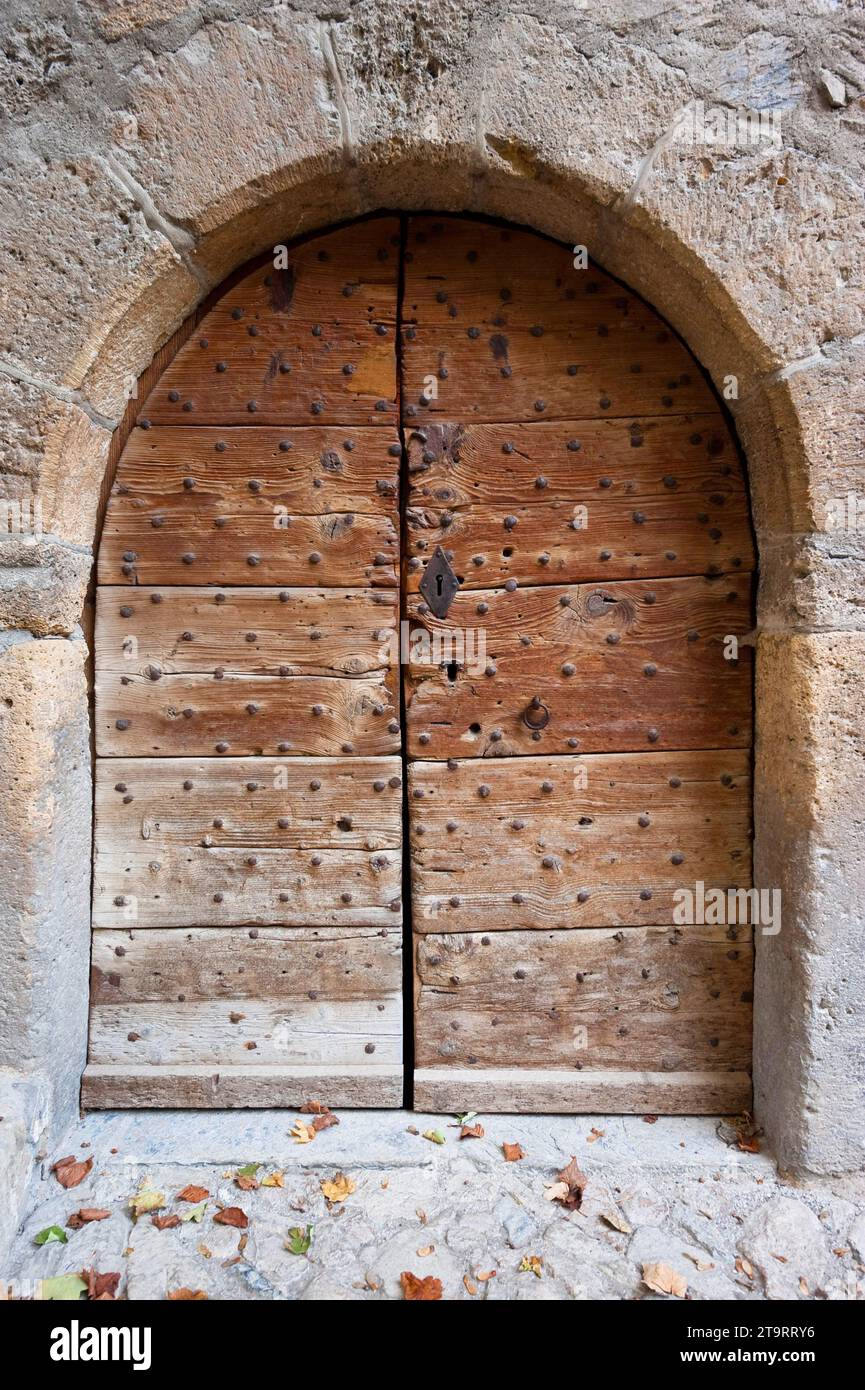 Old wooden door with fitting, antique, historical, entrance, entrance ...