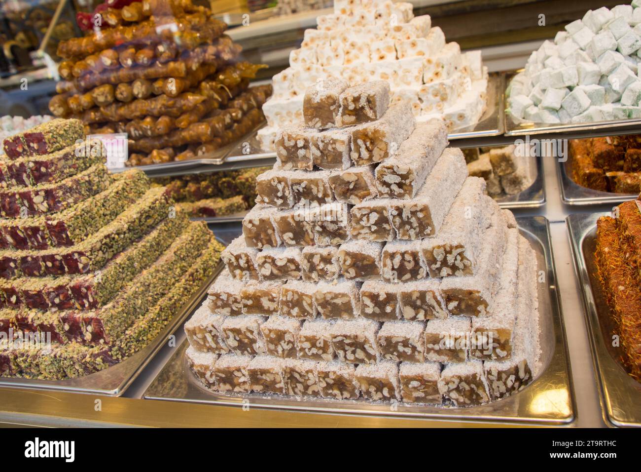Load of traditional turkish delight rahat lokum Stock Photo - Alamy