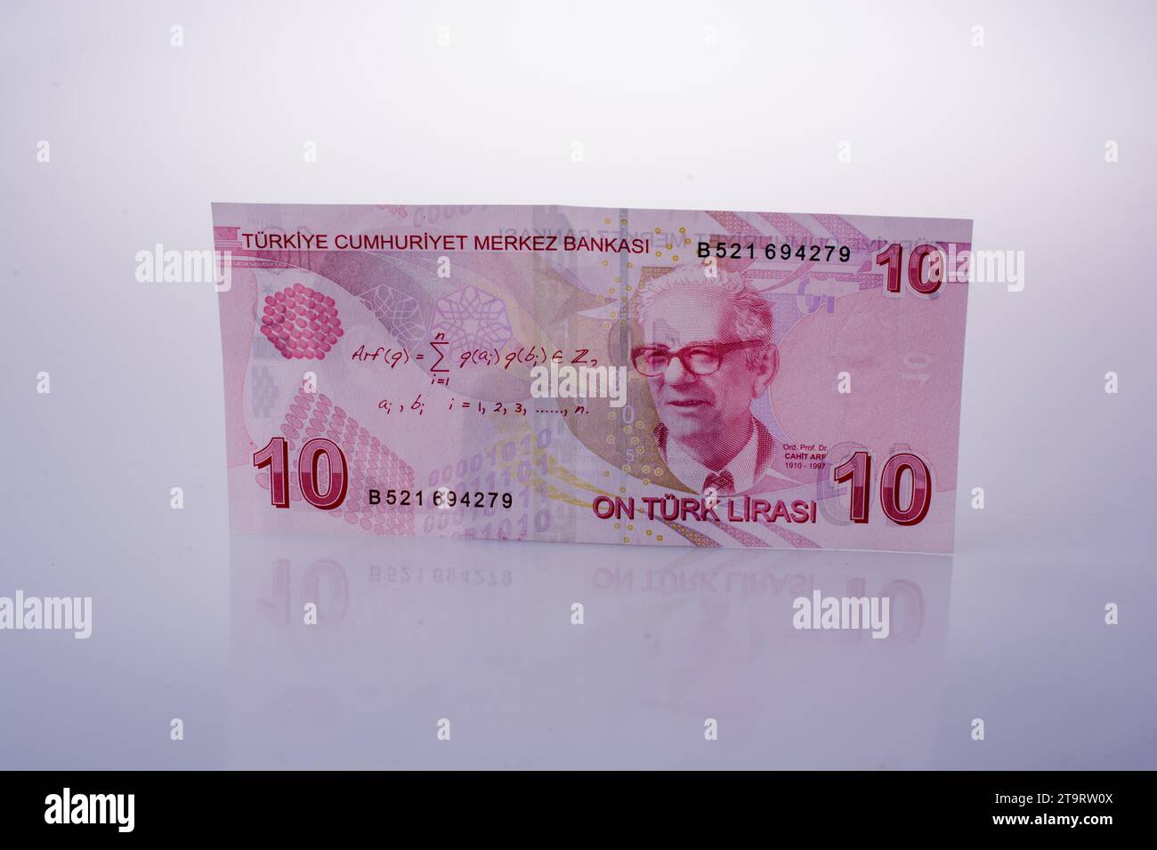 Turksh Lira banknotes of 10 Lira on white background Stock Photo - Alamy