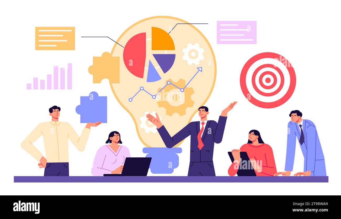 Business team meets together and discusses objectives and metrics Stock ...