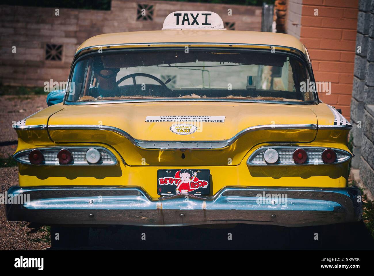 Old discarded Cadillac as a taxi, Route 66, Seligman, Arizona, USA ...