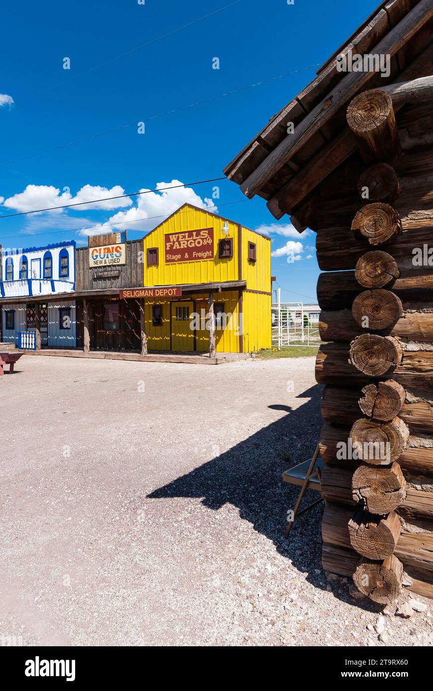 Western scenery, wooden houses, Route 66, Seligmann, Arizona, USA Stock ...