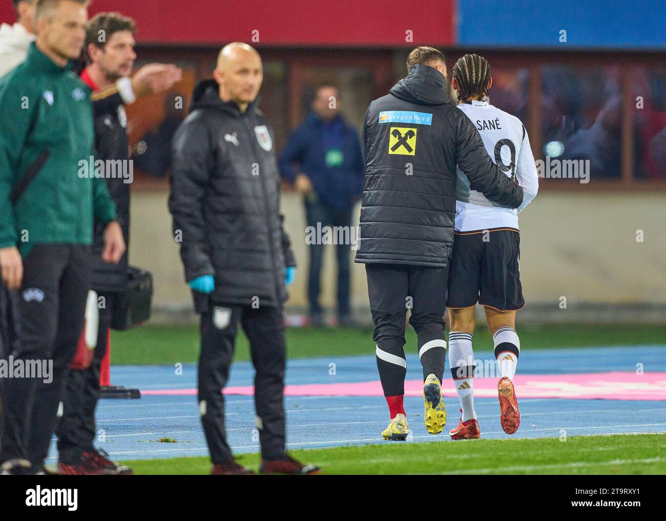 Leroy SANE, DFB 19 fight against Phillipp Mwene, AUT 16 , followed by ...