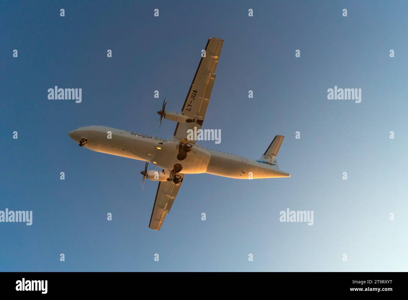 Batumi, Georgia - July 17 2023: Close-up of a Georgian Wings plane with ...