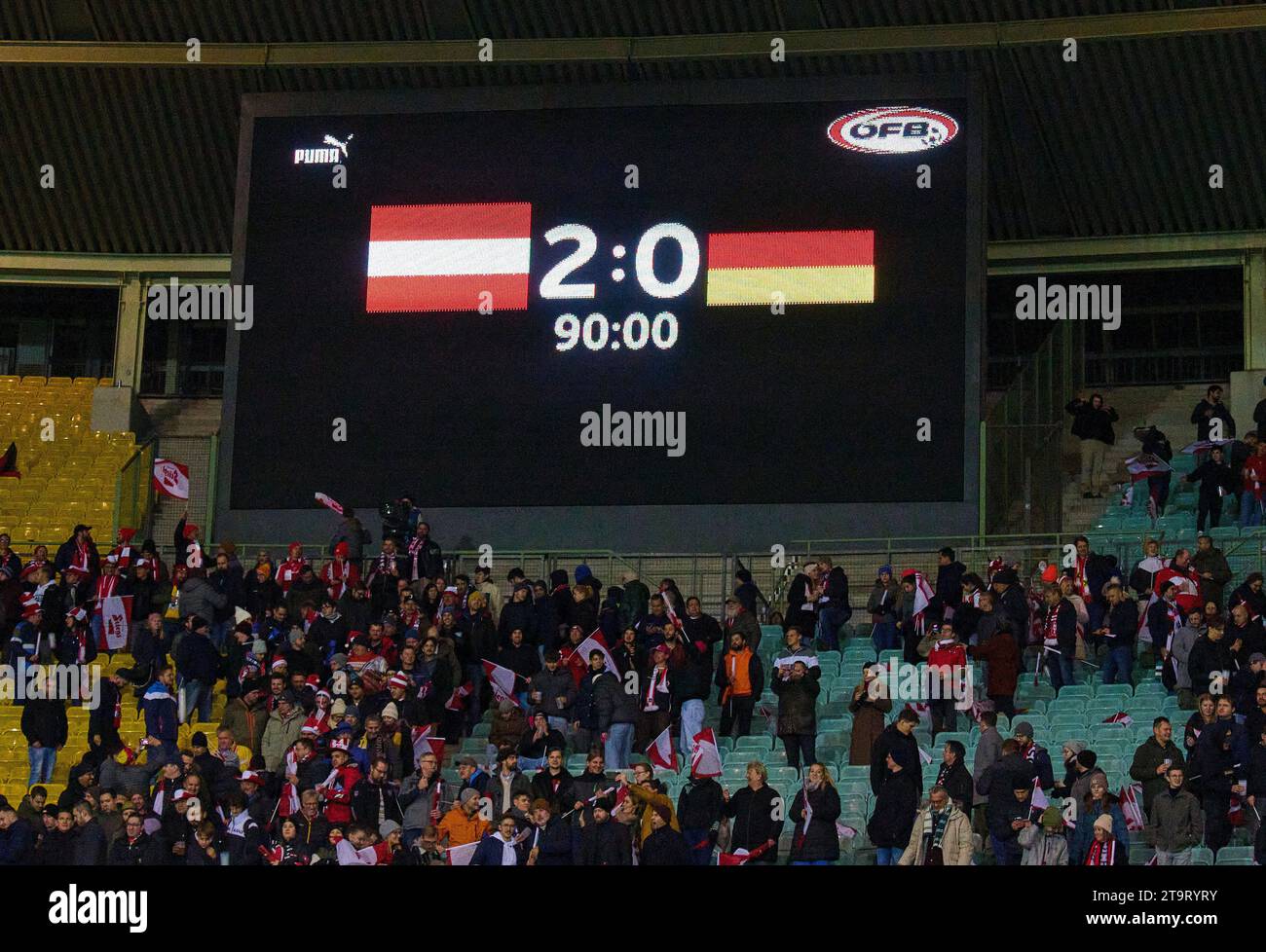 screen board with final result in the friendly match AUSTRIA - GERMANY ...