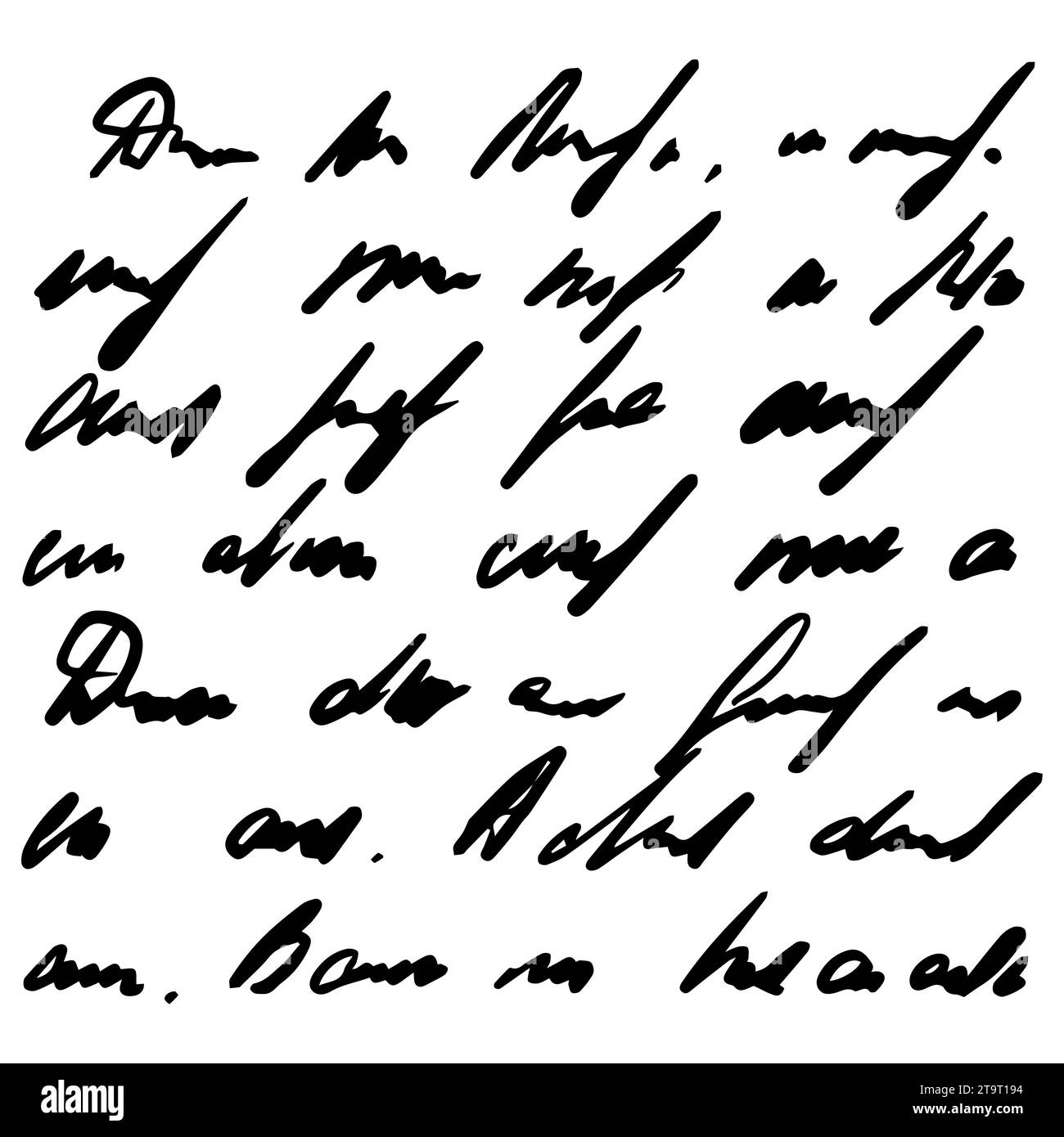 Handwritten Unreadable ink stroke, doodle illegible fictional language ...