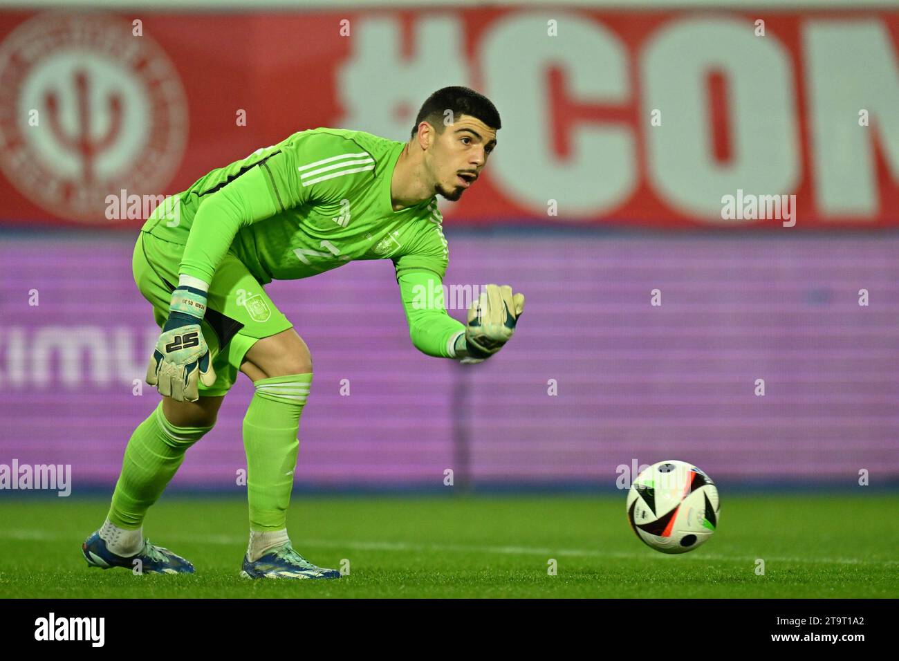 Leuven, Belgium. 21st Nov, 2023. goalkeeper Pablo Cunat (23) of Spain ...