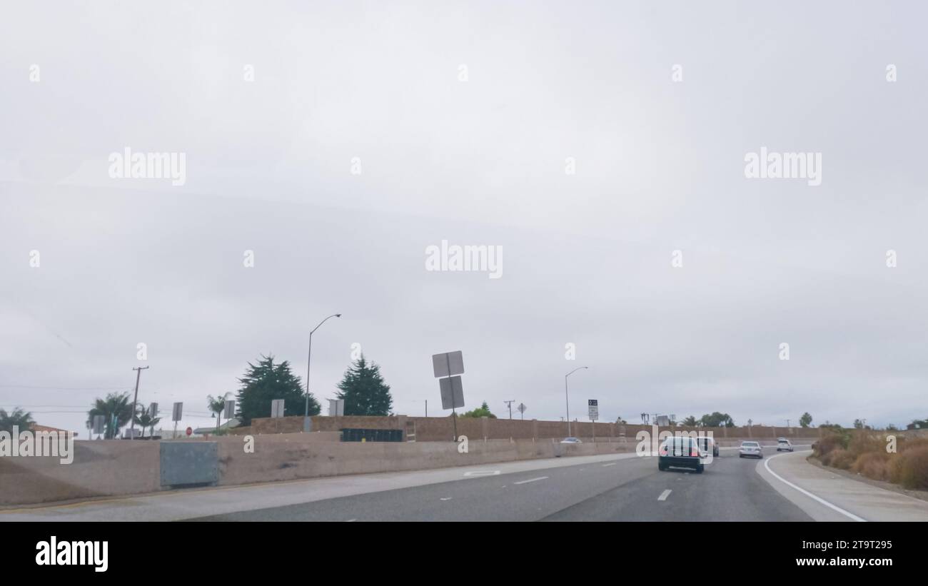 Gloomy Winter Drive by Rincon Beach, Highway 101 Stock Photo - Alamy