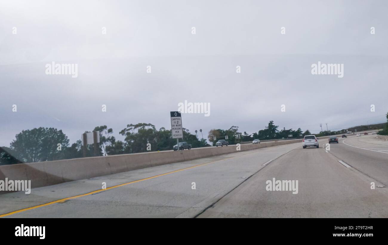 Gloomy Winter Drive by Rincon Beach, Highway 101 Stock Photo - Alamy