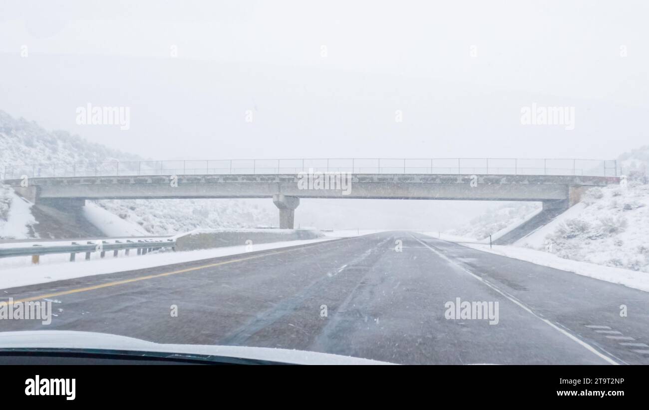Braving a Winter Storm Driving Through Western Colorado Stock Photo - Alamy