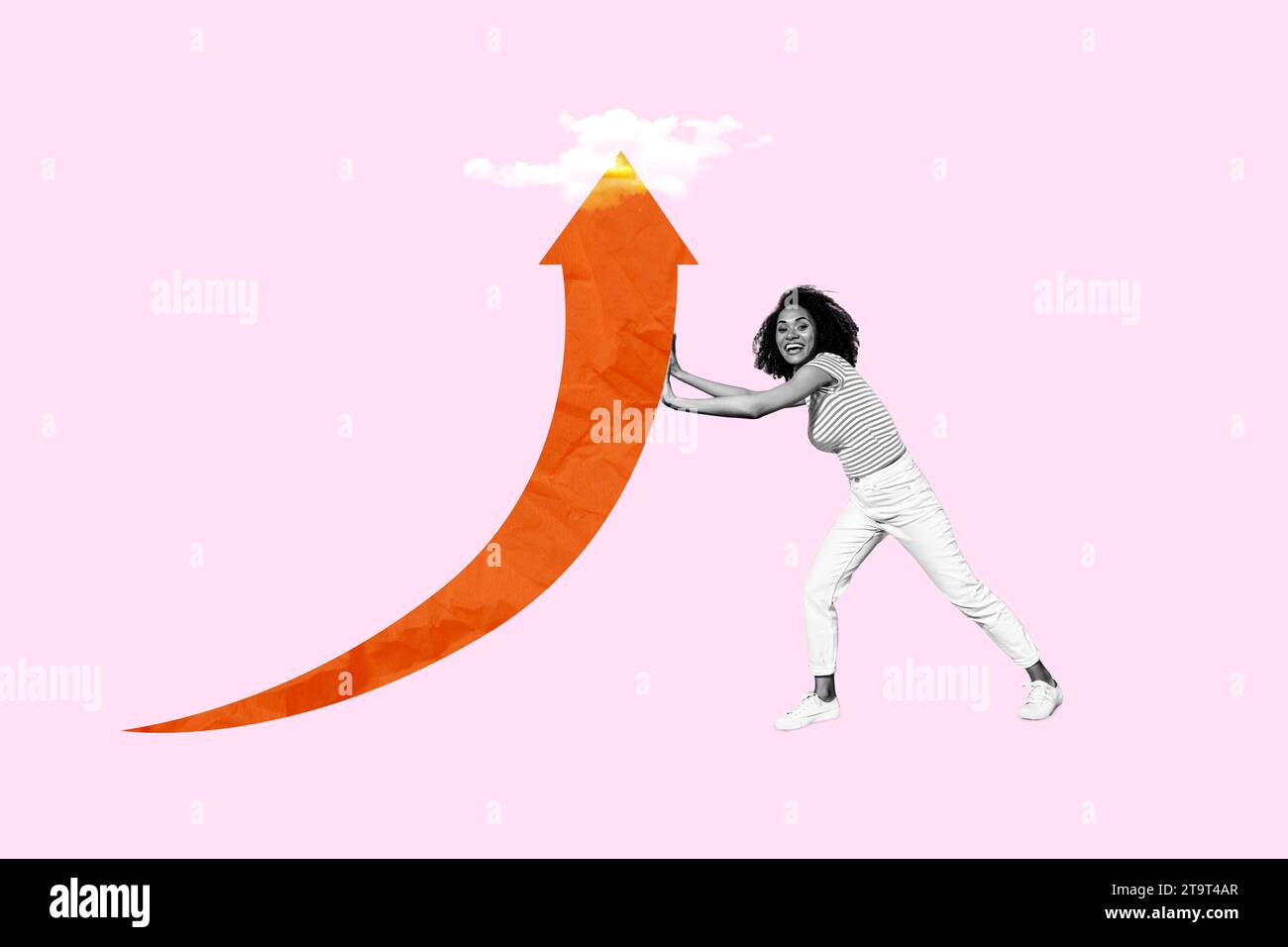 Pin up template collage poster of woman achieve high earnings ...