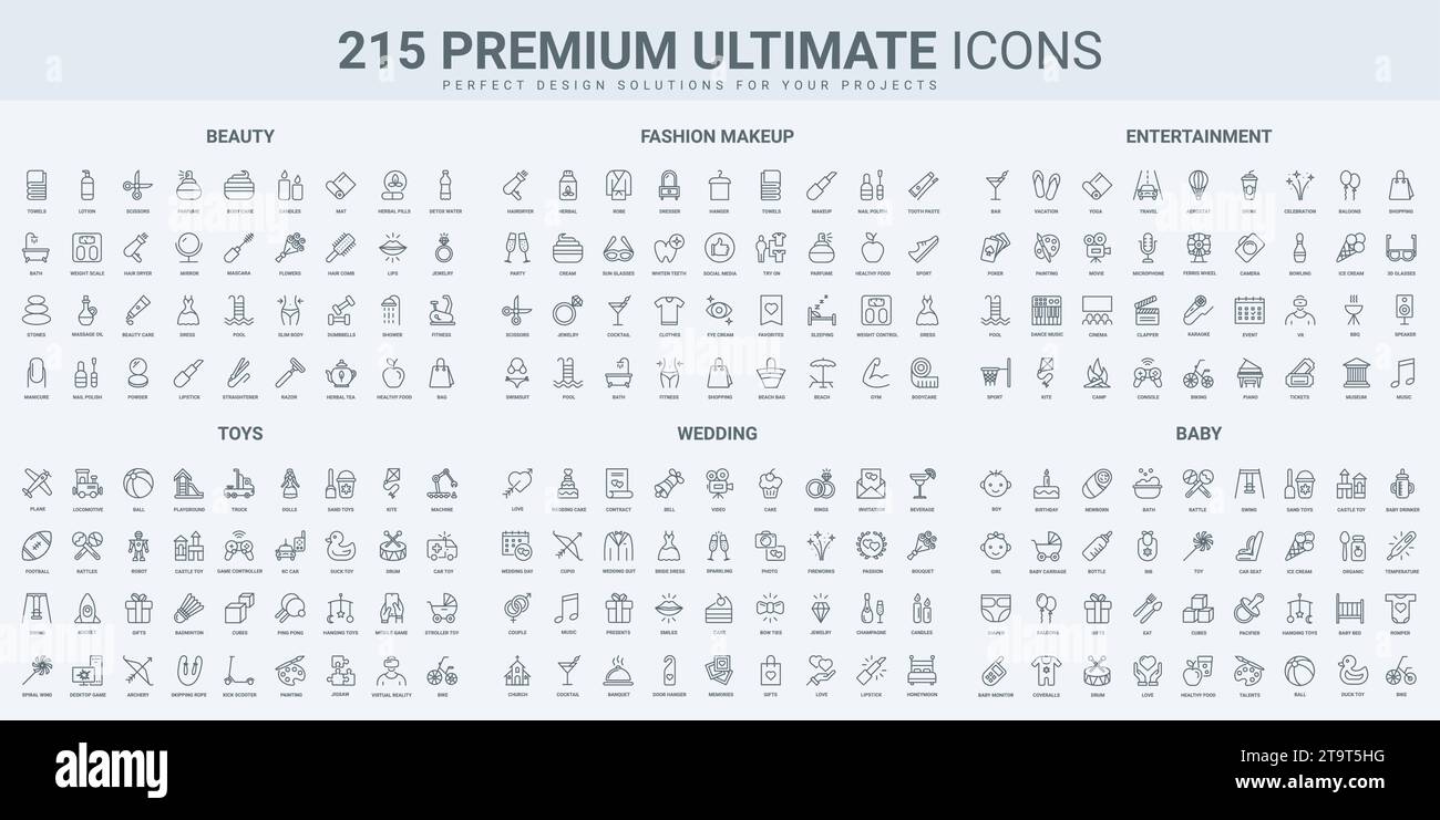 Beauty salon, entertainment and wedding event, baby care thin black ...