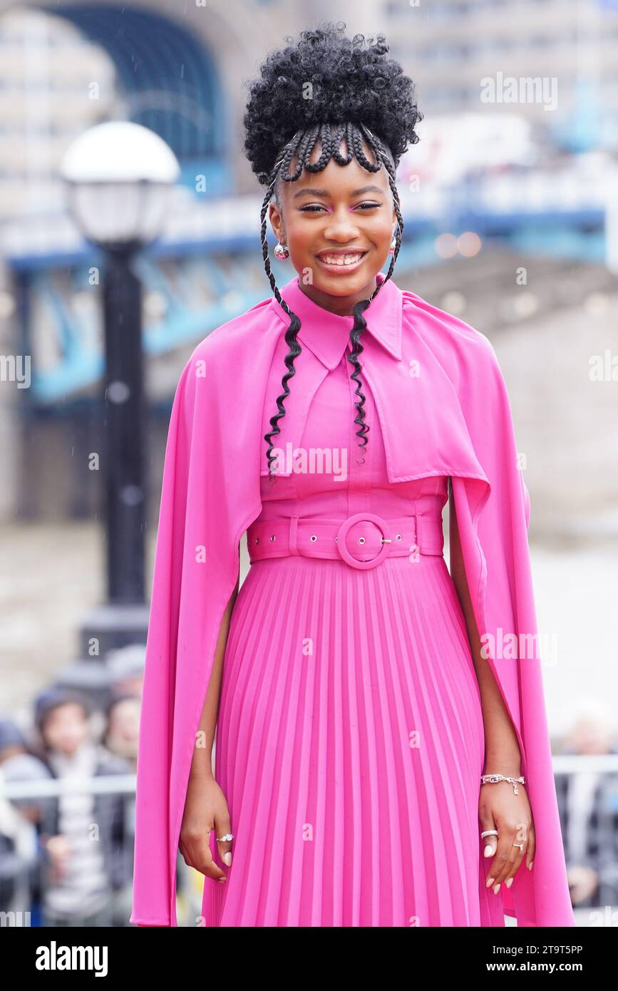 Calah Lane during a photo call with the cast of Wonka at Potter's Field ...