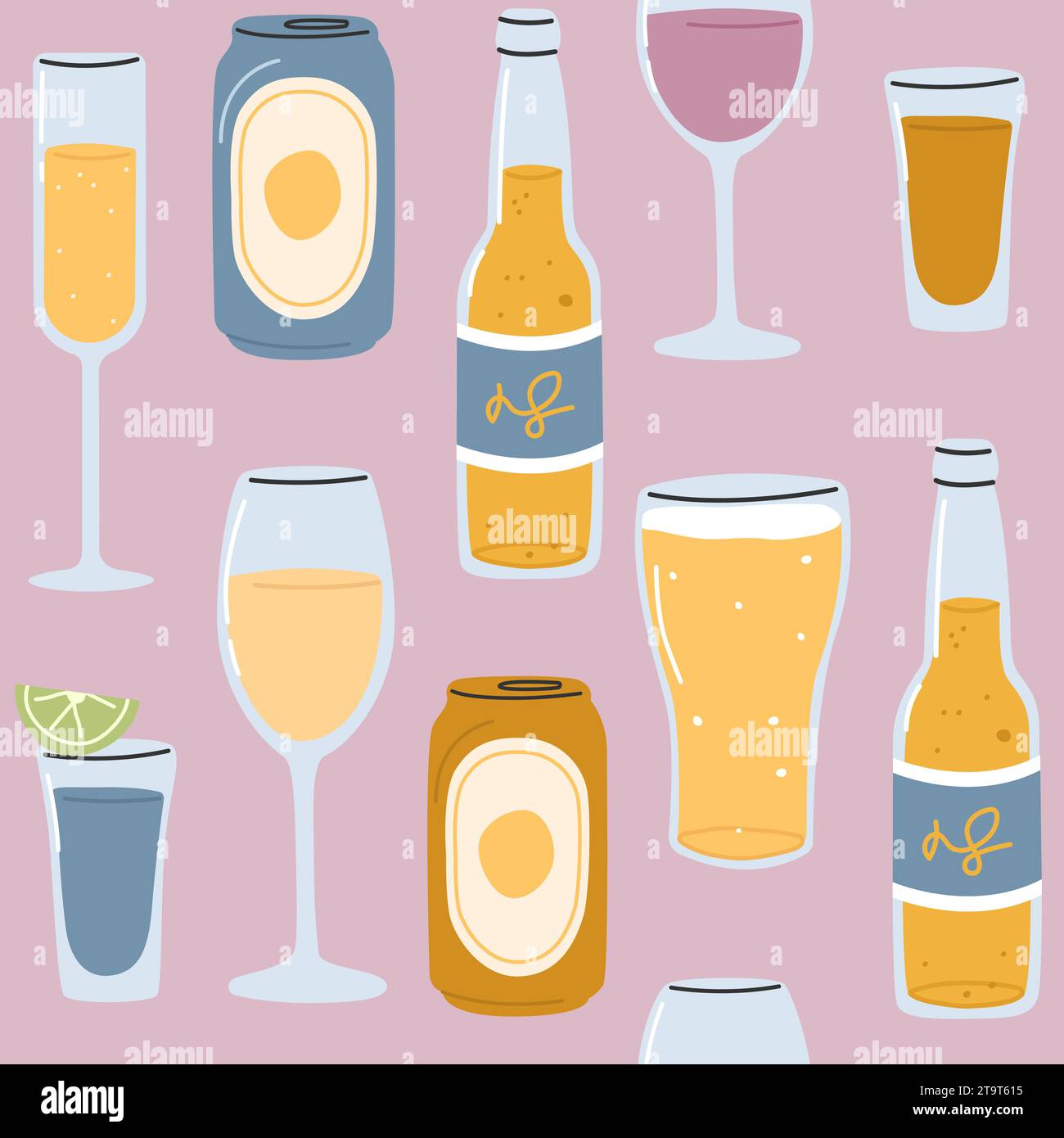 Seamless pattern with alcohol.template for bar,pub Stock Vector Image ...