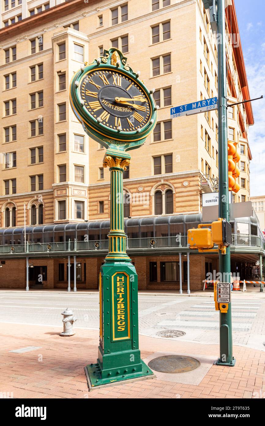 San Antonio, USA - October 31, 2023: The Hertzberg Clock is a historic ...