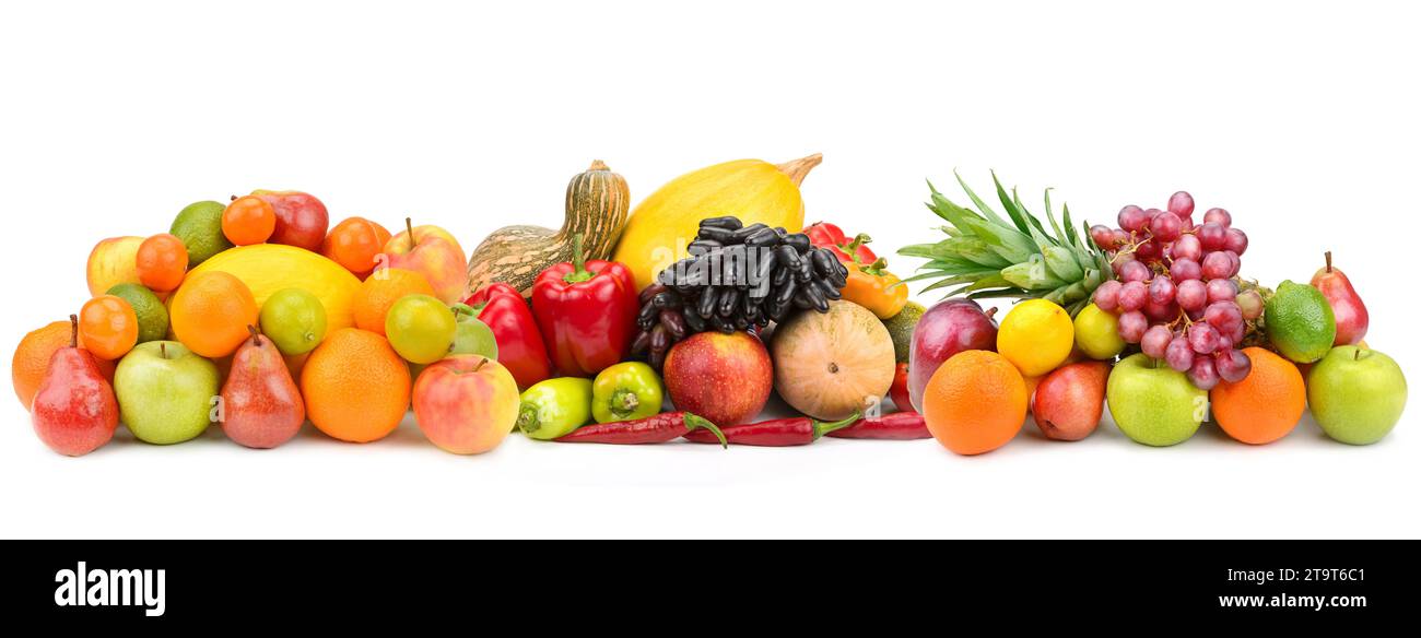 Set of vegetables and fruits isolated on a white background. Collage ...