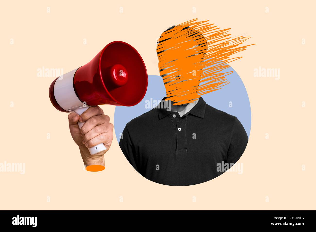 Creative template mockup image collage of loud megaphone announce wrong ...