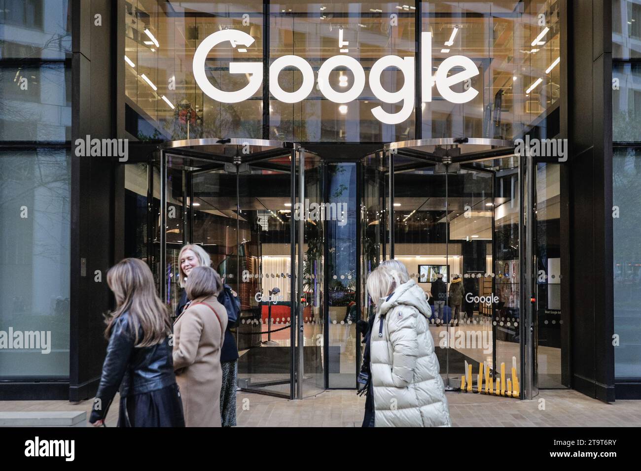 Google UK headquarters and office entrance, exterior with logo at ...