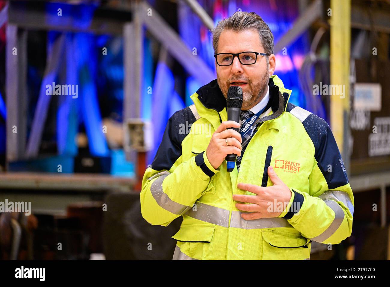Brussels, Belgium. 27th Nov, 2023. Infrabel CEO Benoit Gilson pictured ...