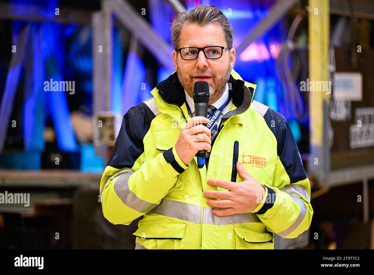 Brussels, Belgium. 27th Nov, 2023. Infrabel CEO Benoit Gilson pictured ...