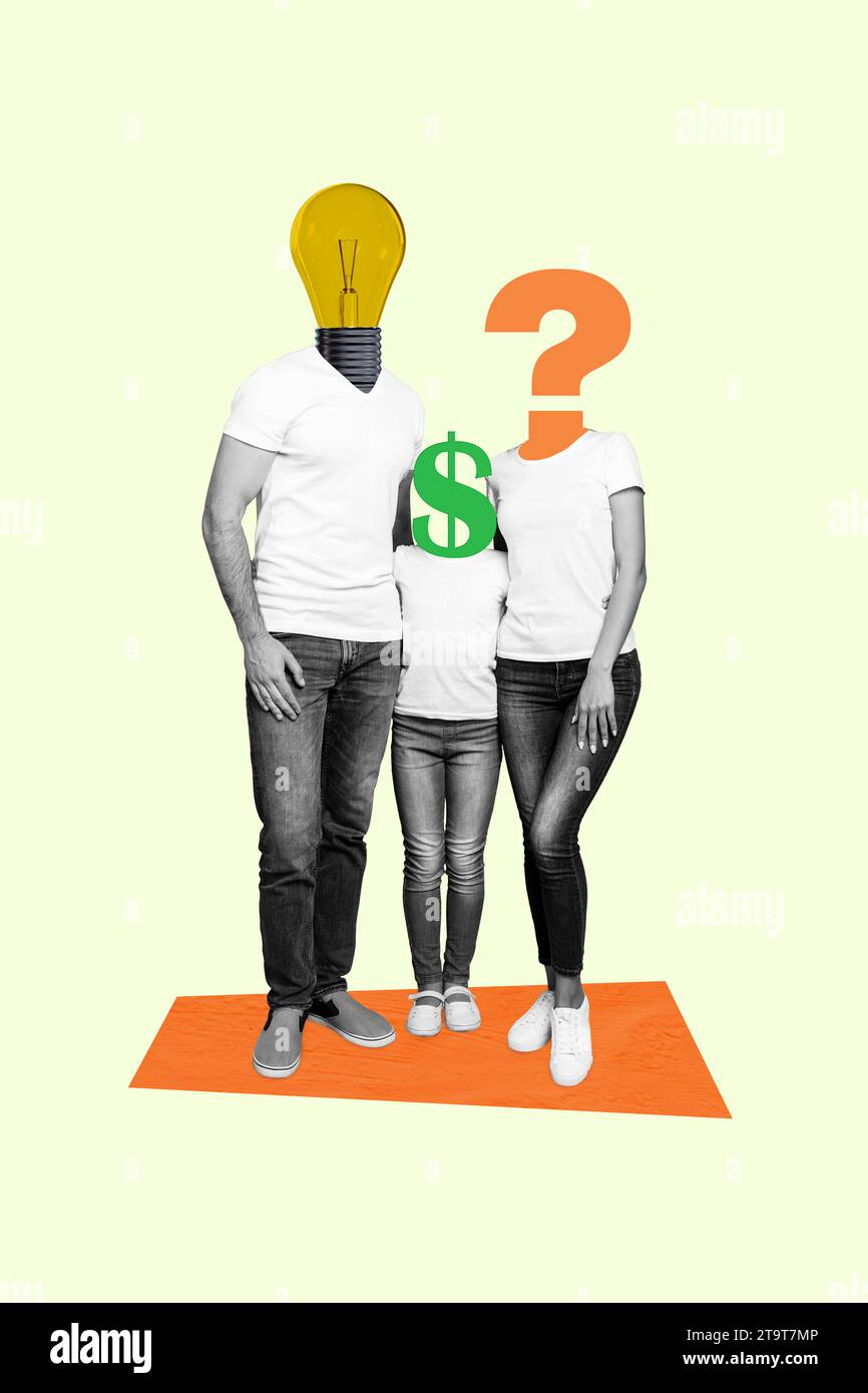 Sketch vertical collage of business partners family relationship three ...