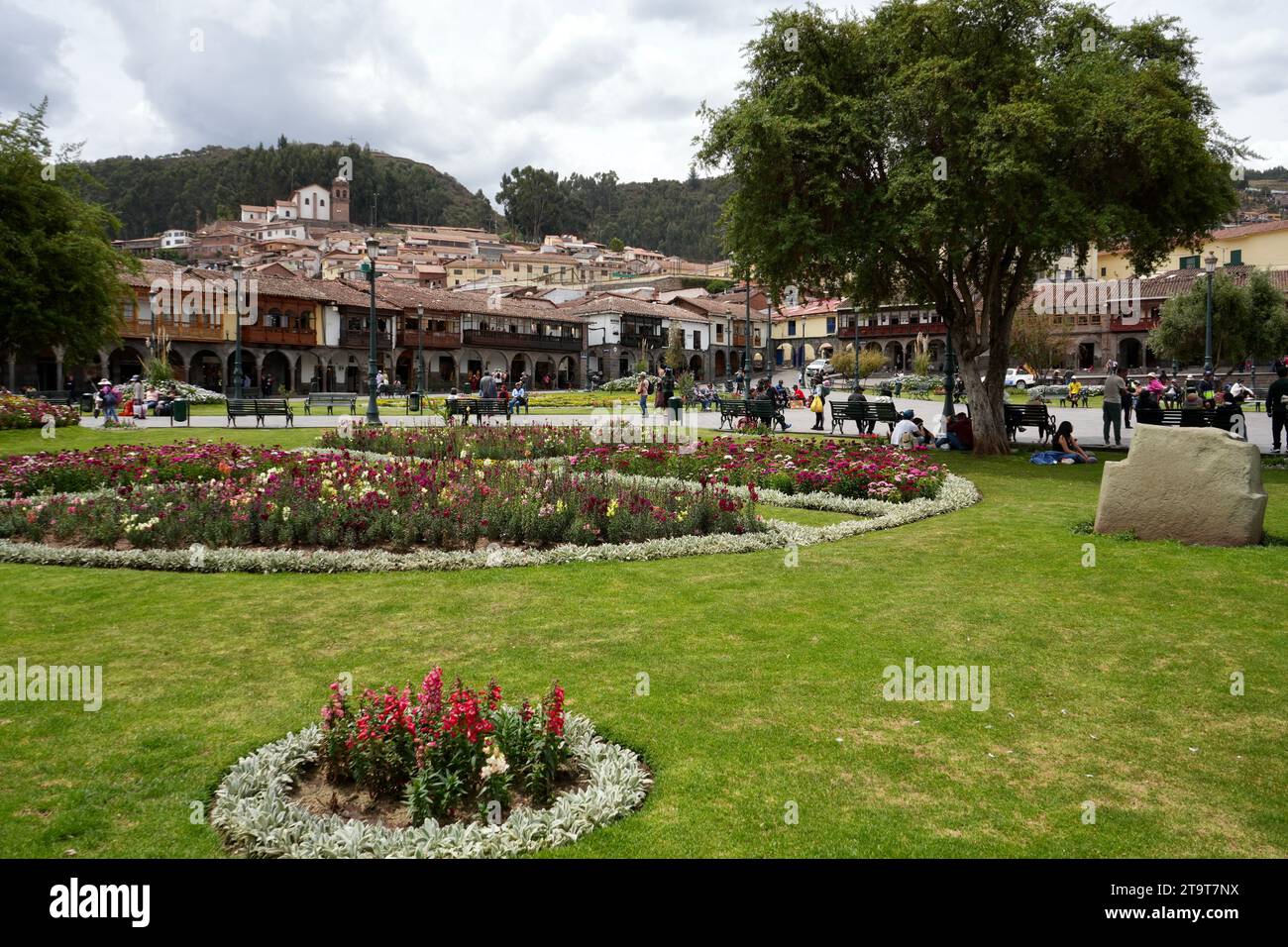 Plants and flowers in Plaza Mayor de Cusco (Cusco Main Square). Cusco ...