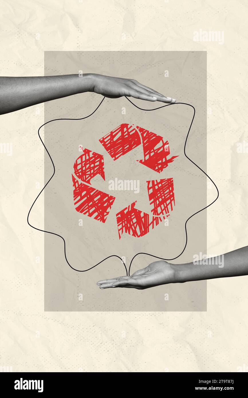 Vertical collage image of two black white effect arms hold showing ...