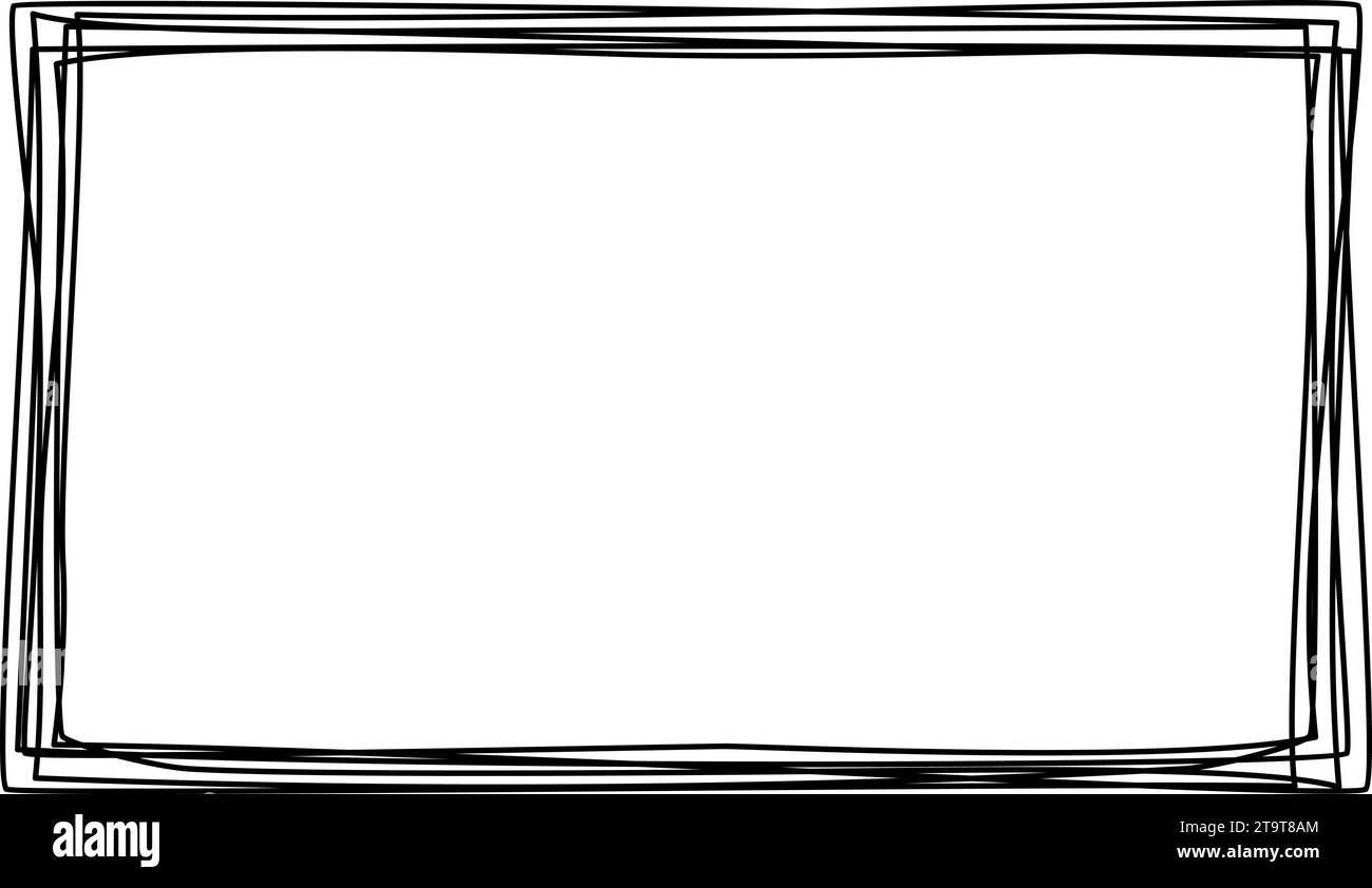 Grungy scribble rectangle frame hand drawn with thin line, divider ...