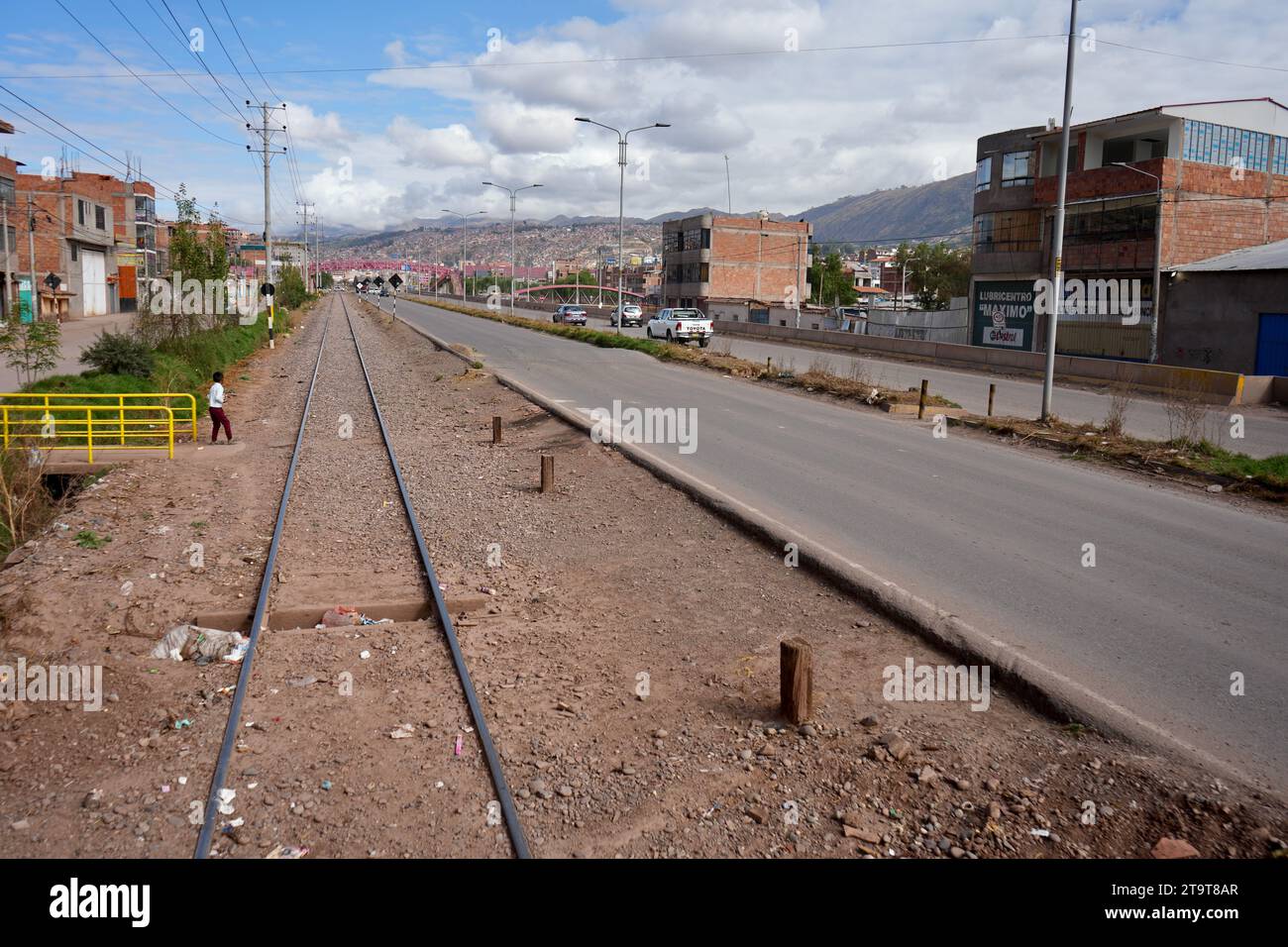 Train tracks through the Andes from Cusco to Puno. Cusco, Peru, October ...