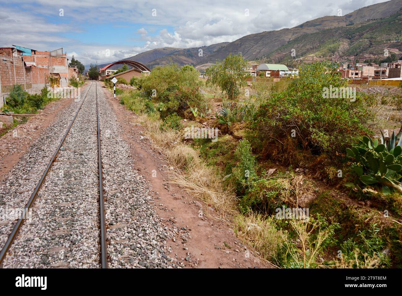 Train tracks through the Andes from Cusco to Puno. Cusco, Peru, October ...