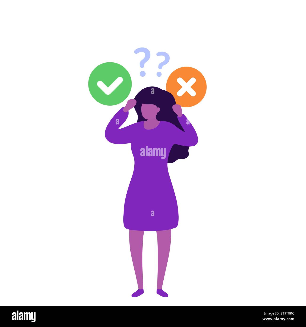 Pros and cons, girl choosing vector illustration Stock Vector Image ...