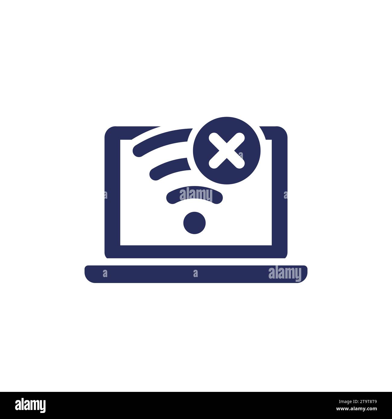 no wi-fi connection icon with a laptop on white Stock Vector Image ...