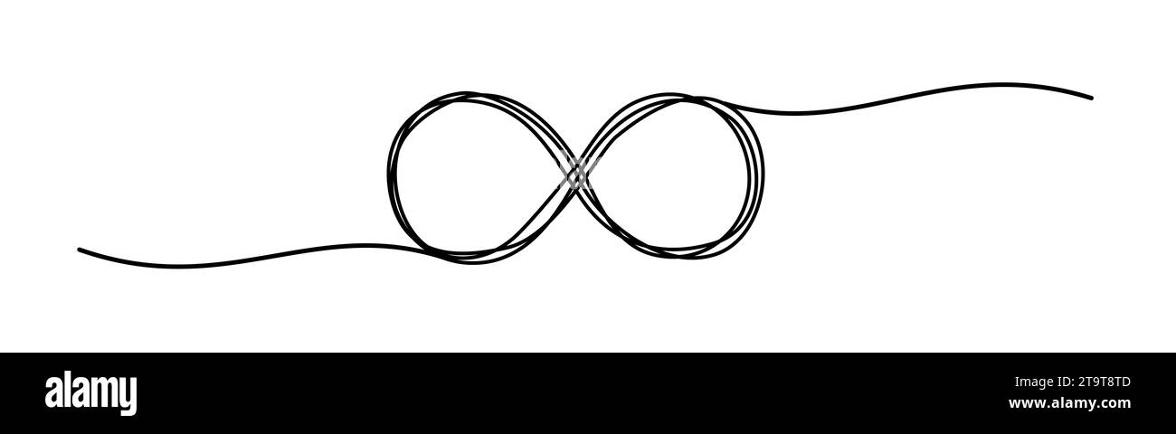 Tangled grungy sketchy infinity symbol banner, hand drawn with thin ...