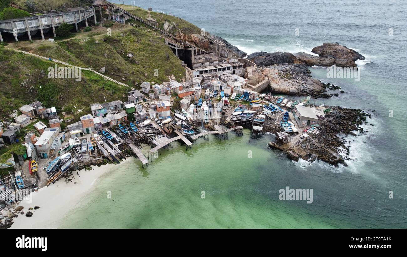 Fishing port and wharf in Arraial do Cabo. Construction of storage ...