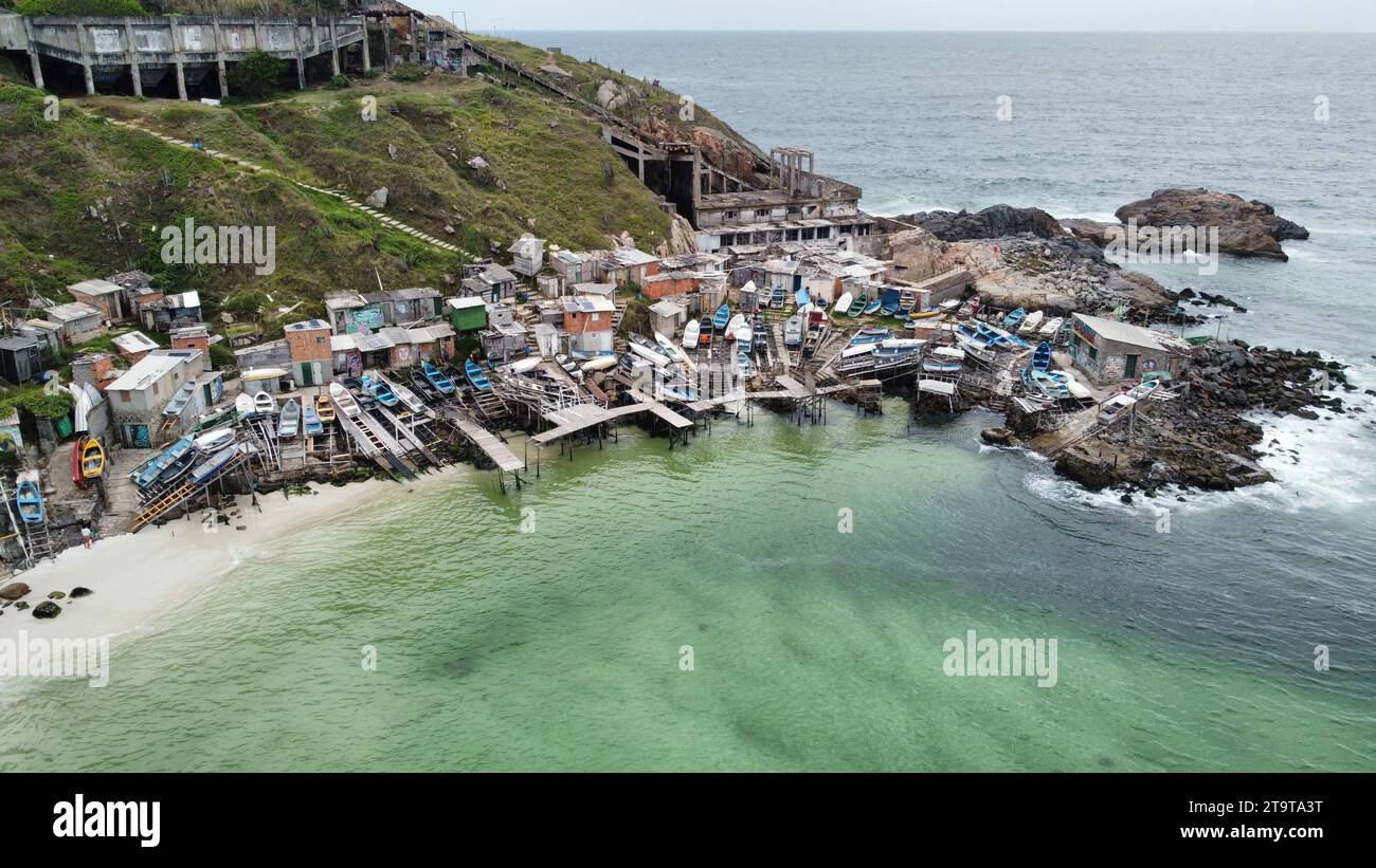Fishing port and wharf in Arraial do Cabo. Construction of storage ...