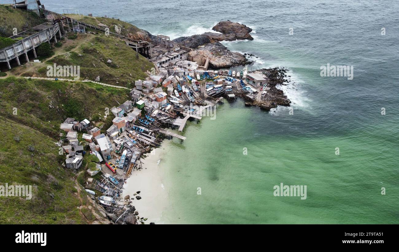 Fishing port and wharf in Arraial do Cabo. Construction of storage ...