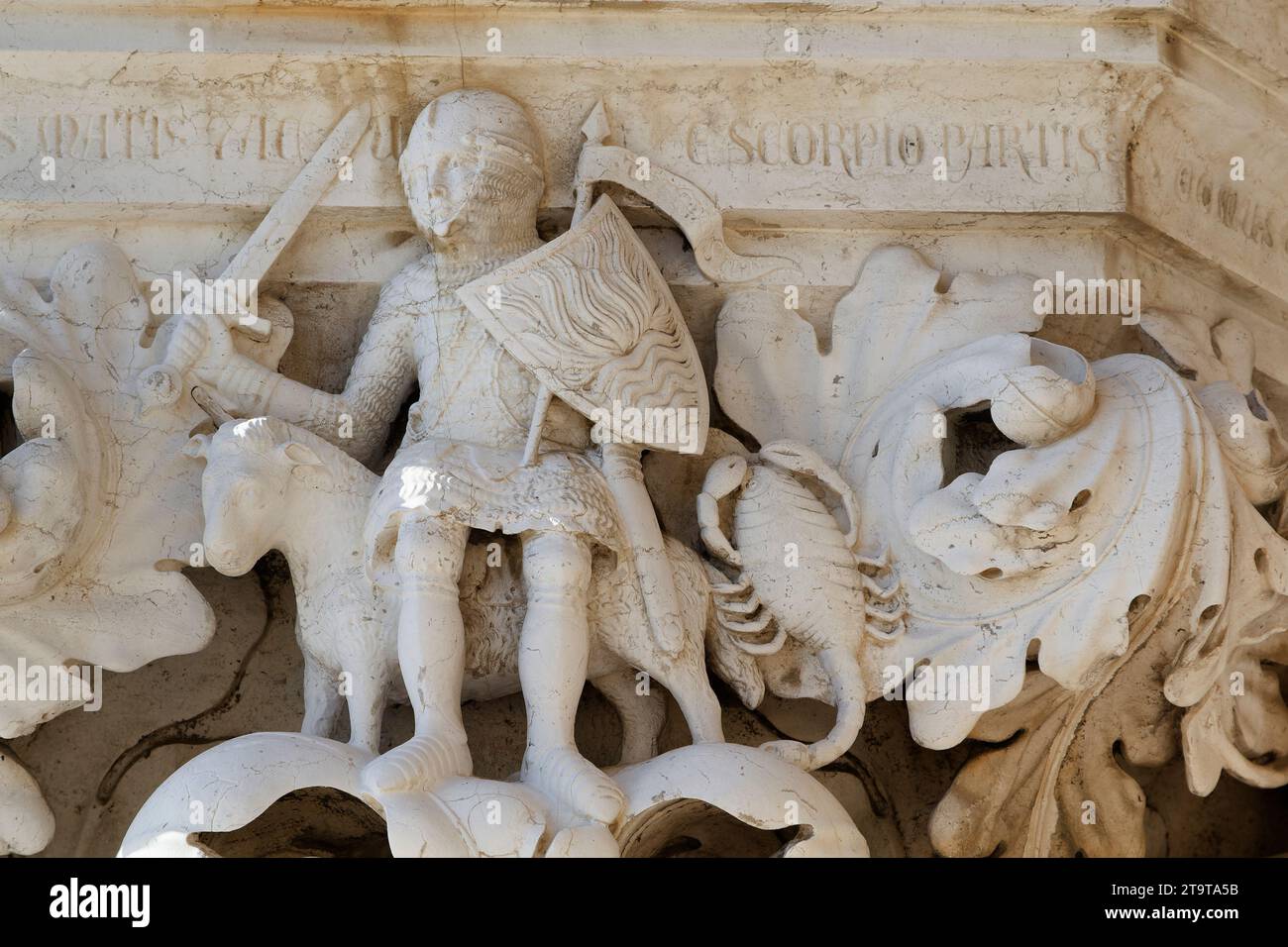 Mars, Aries and Scorpio - Planets and Zodiac - Corner pillar capital of ...