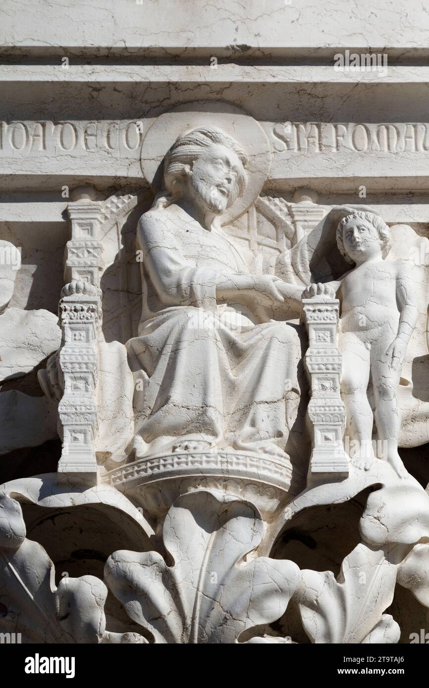 Earth: God forming Adam and Eve - Planets and Zodiac - Corner pillar ...