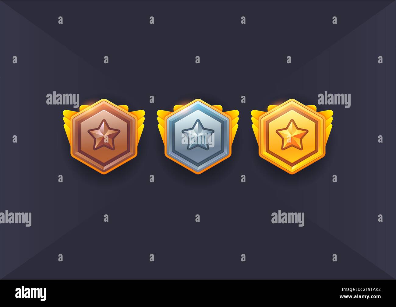 Vector set of games military icon. Military shield badges, game rank ...