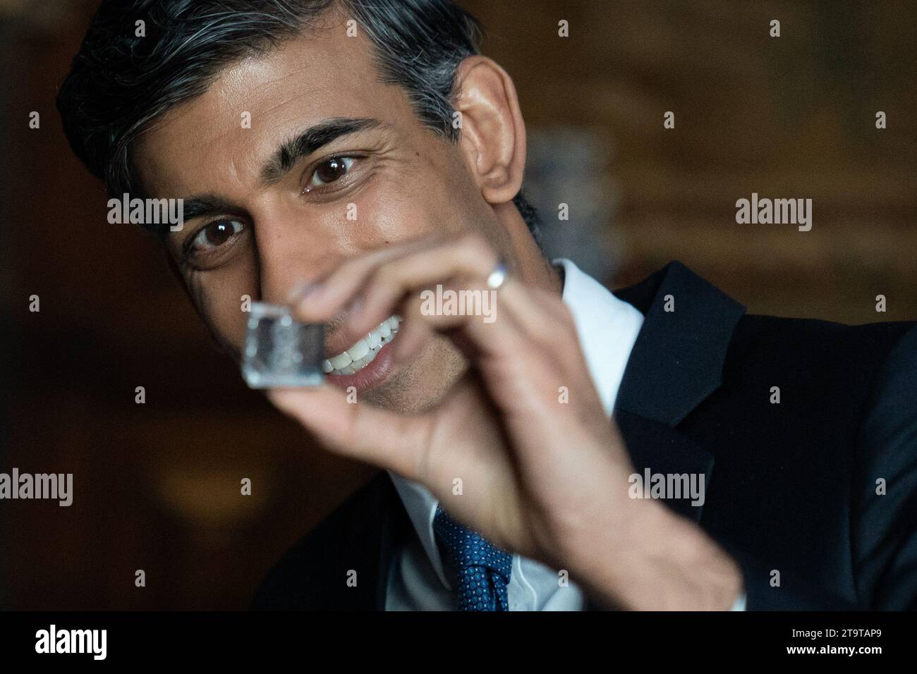 Prime Minister Rishi Sunak examines a Fuel fusion energy capsule ...