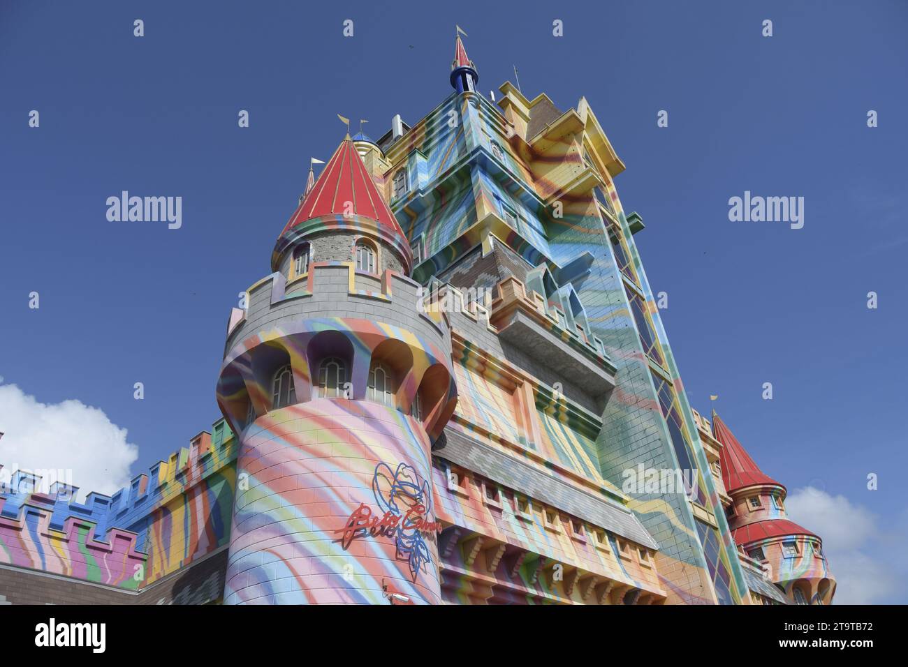 Beto Carreiro World amusement park. Penha, Santa Catarina, Brazil. Partial view of the colorful ...