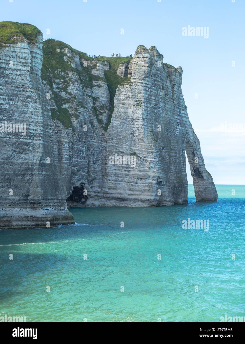 Elephant like white sea cliff with sapphire blue sea in the background ...