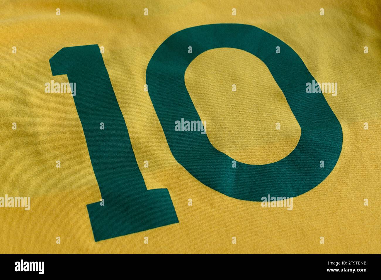 Number 10 in green with a yellow fabric background. Brazil colors ...