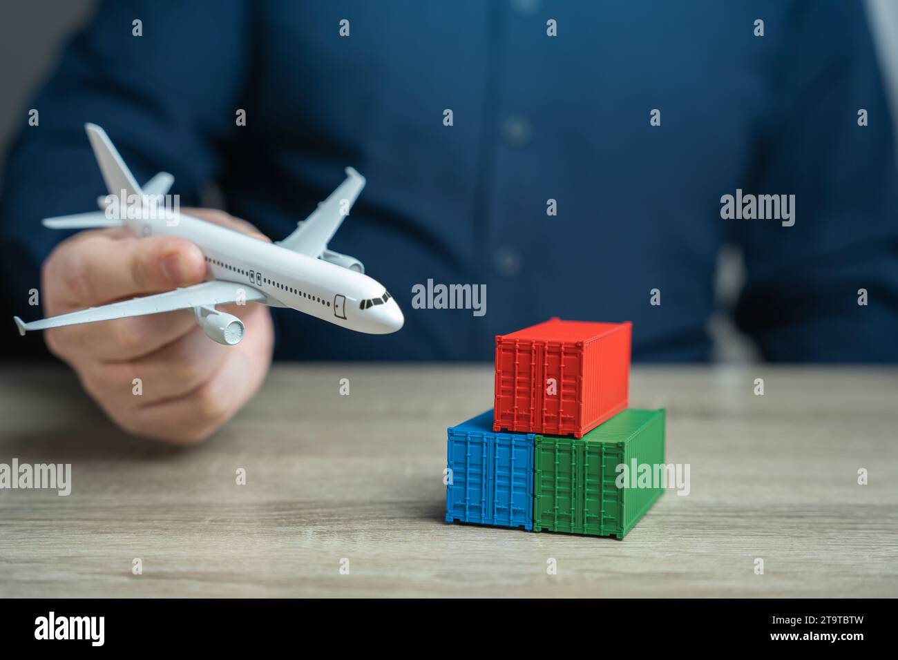 Shipping containers and a plane. Air mail and parcel delivery ...