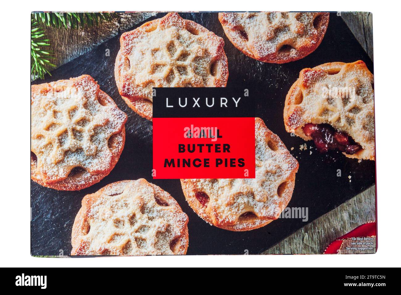 box of Iceland Luxury 6 all butter Mince Pies isolated on white ...