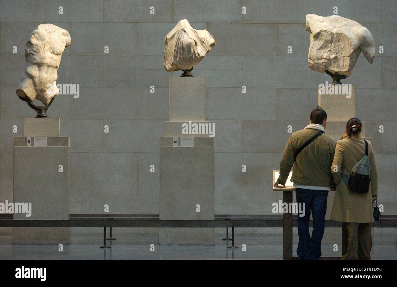 File photo dated 14/01/04 of sections of the Parthenon Marbles, also known as the Elgin Marbles ...